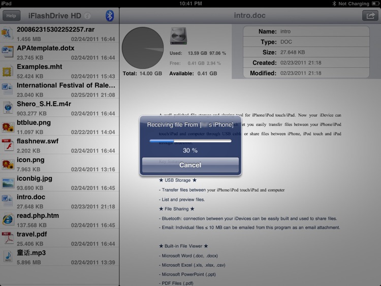 iFlashDrive HD - USB&Bluetooth&Email File Sharing by SaleCalc Software