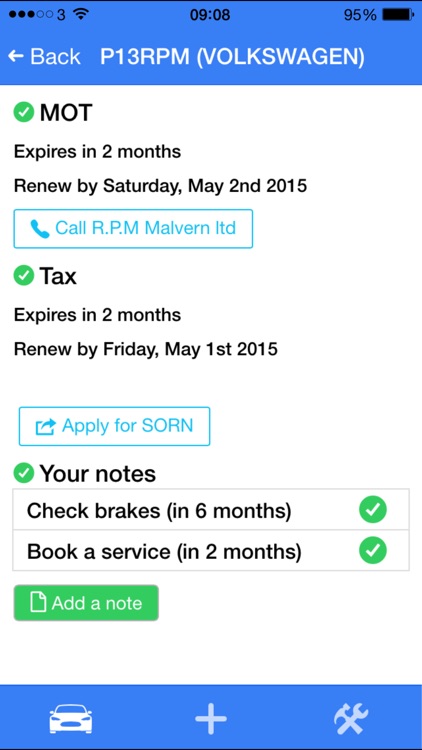 MOTDate TAX MOT reminder app by RPM (Malvern) Limited