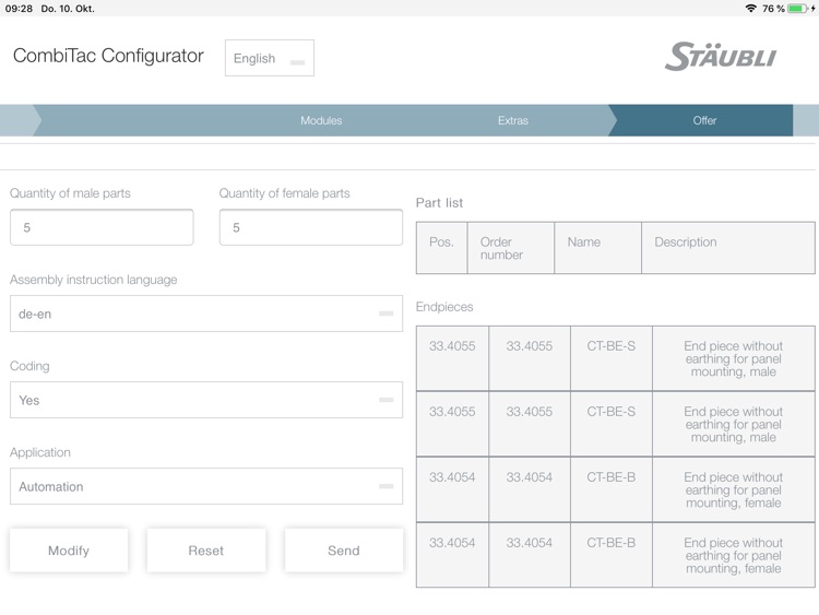 CombiTac Configurator by Staubli Electrical Connectors AG