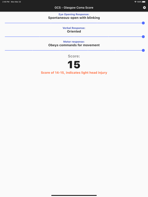 Télécharger GCS Glasgow Coma Score pour iPhone / iPad sur l'App Store ...