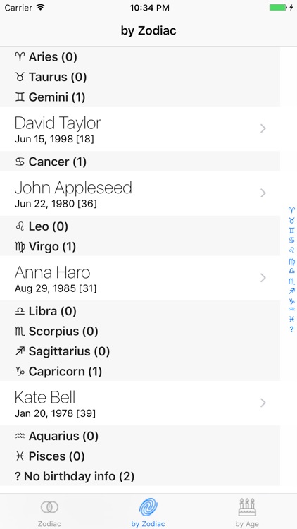 Zodiac Contacts [Star Contacts] by Hsiao-Hsien Chien