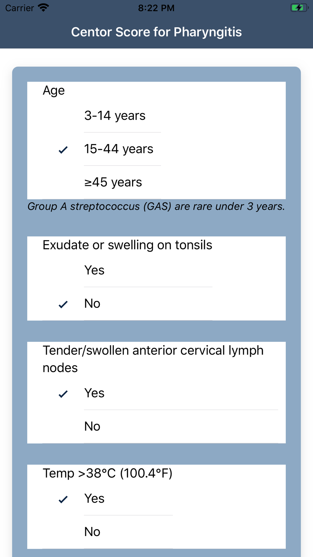 Centor Score for Pharyngitis Free Download App for iPhone - STEPrimo.com