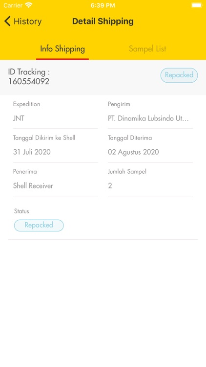 Shell LubeAnalyst Tracker by Nicolas Ruslim