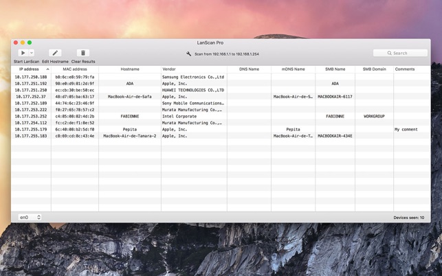 LanScan: Netzwerkscanner für Mac OS X