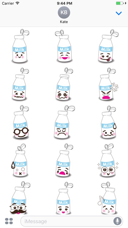 Cute Milk Bottle Emoticon Stickers by Tuan Tran Anh