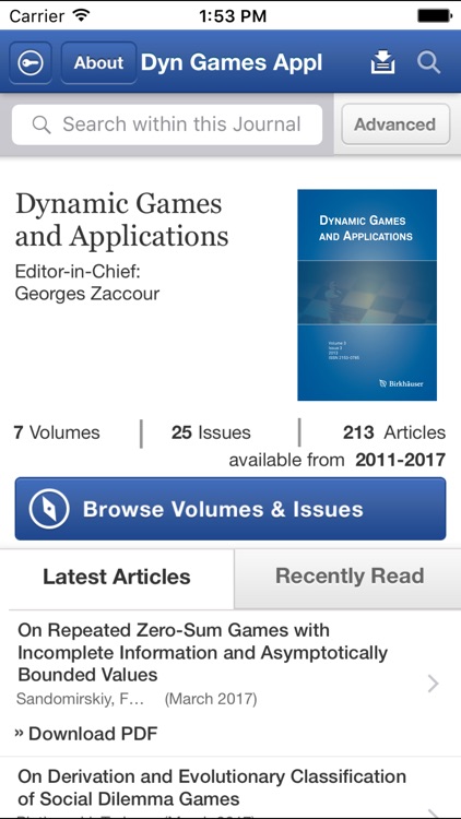 Dynamic Games and Applications by Springer