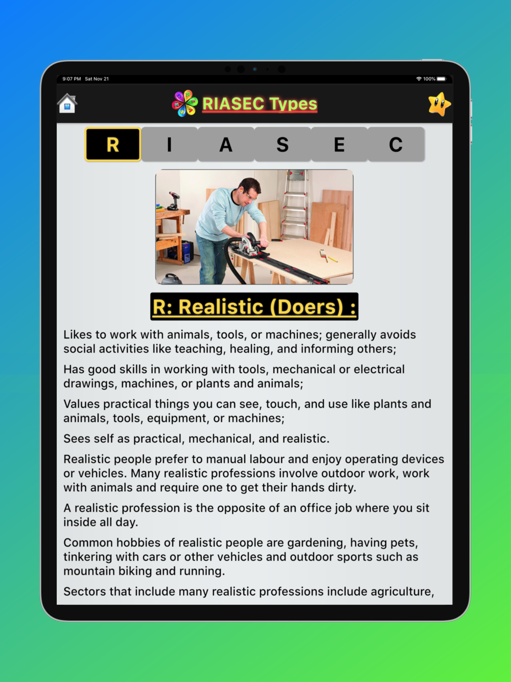 Holland Codes - RIASEC Test Download for iPhone - STEPrimo.com